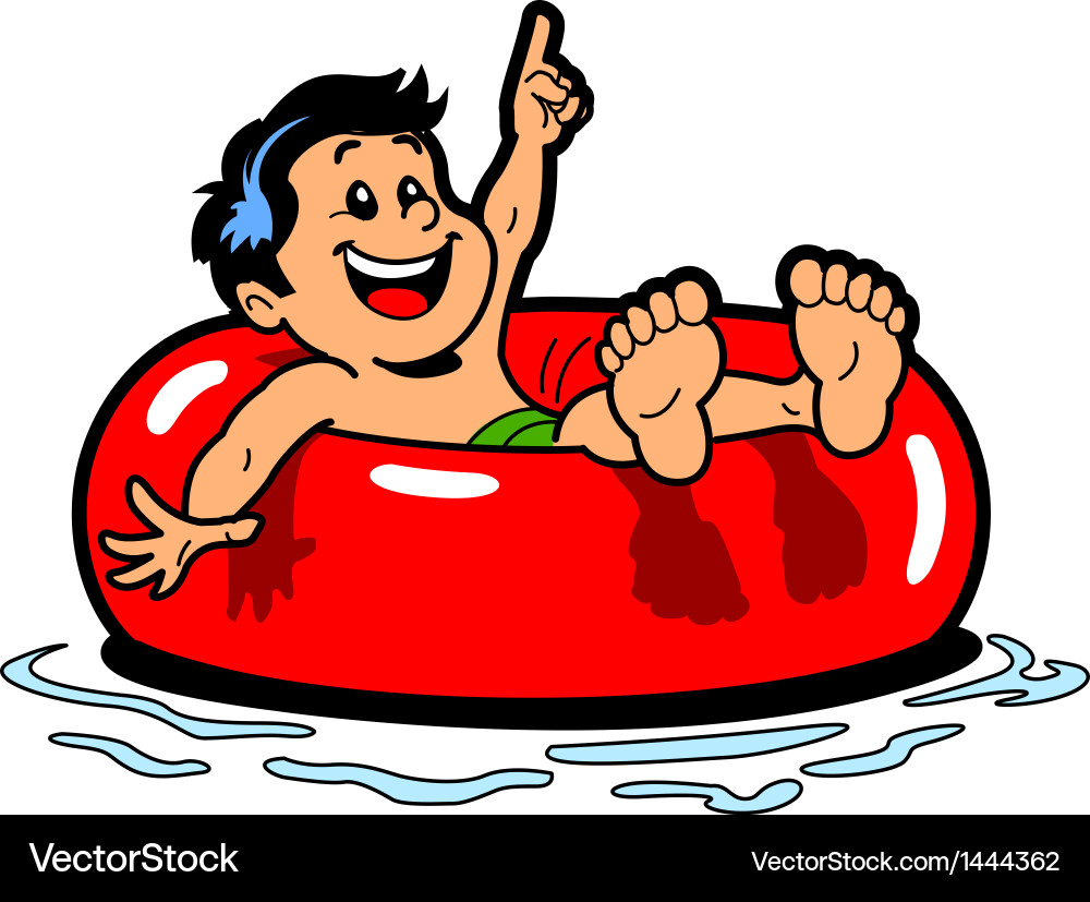 Boy Enjoying Inner Tube Ride Royalty Free Vector Image