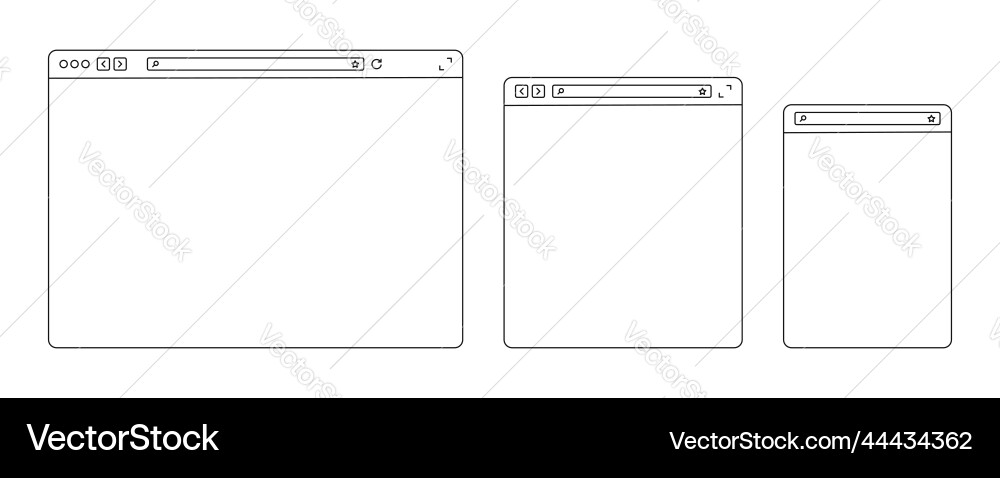 Browser window template in line design blank web Vector Image