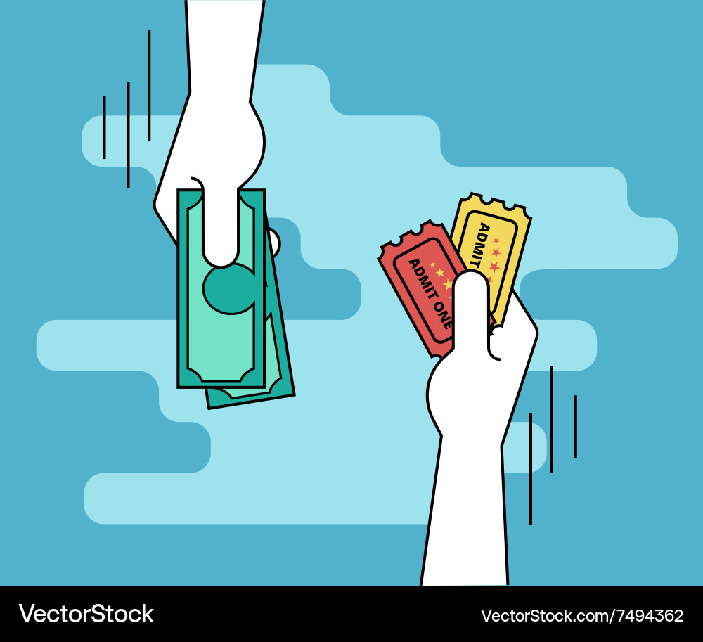 Buying tickets flat line contour Royalty Free Vector Image