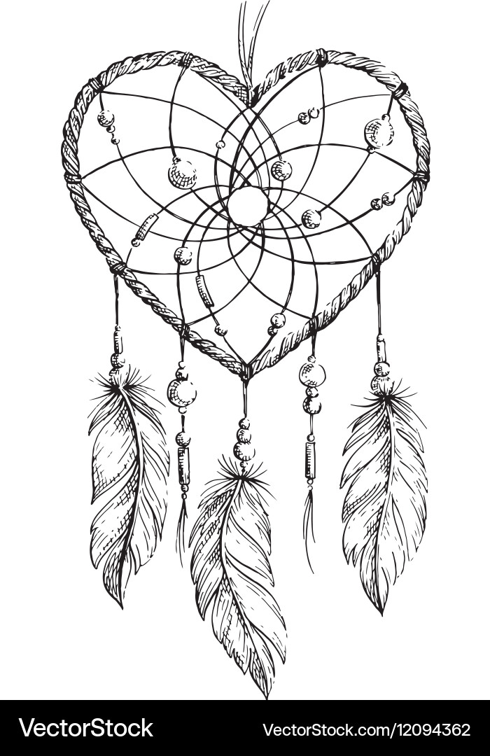 Heart Dream Catcher Feather Vector Images (over 100)