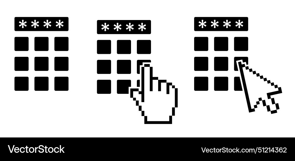 Entering pin code with hand finger or mouse Vector Image