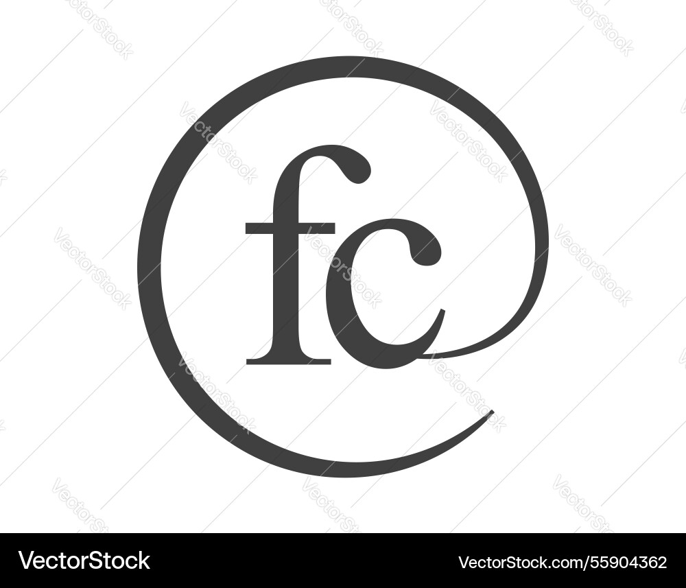 Fc logo from two letter with circle shape email Vector Image