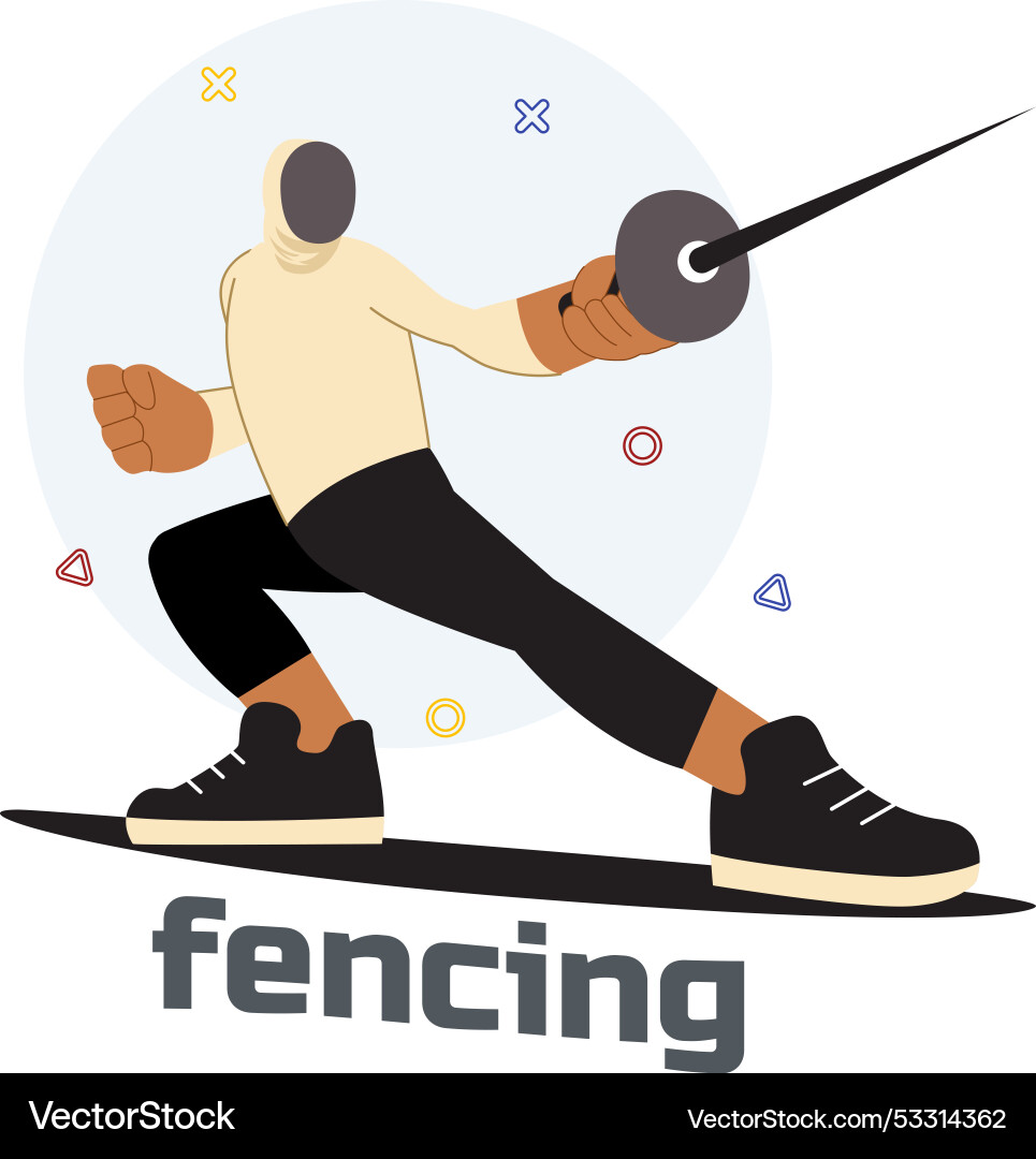 Fencing player sport featuring a fencer competing Vector Image