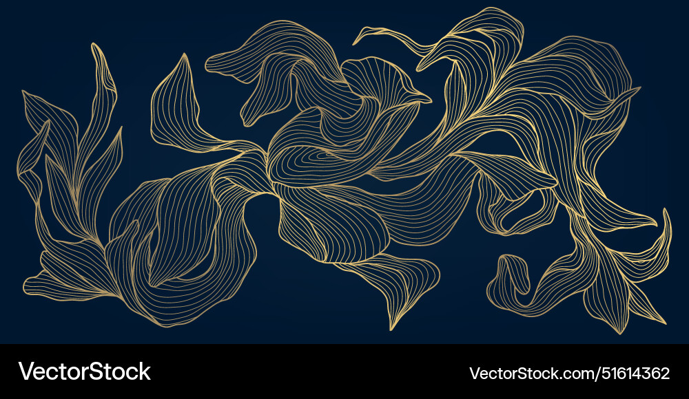 Gold leaf pattern luxury flower background Vector Image