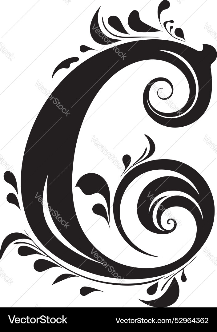Gothic elegance dark themed letter g gentle Vector Image