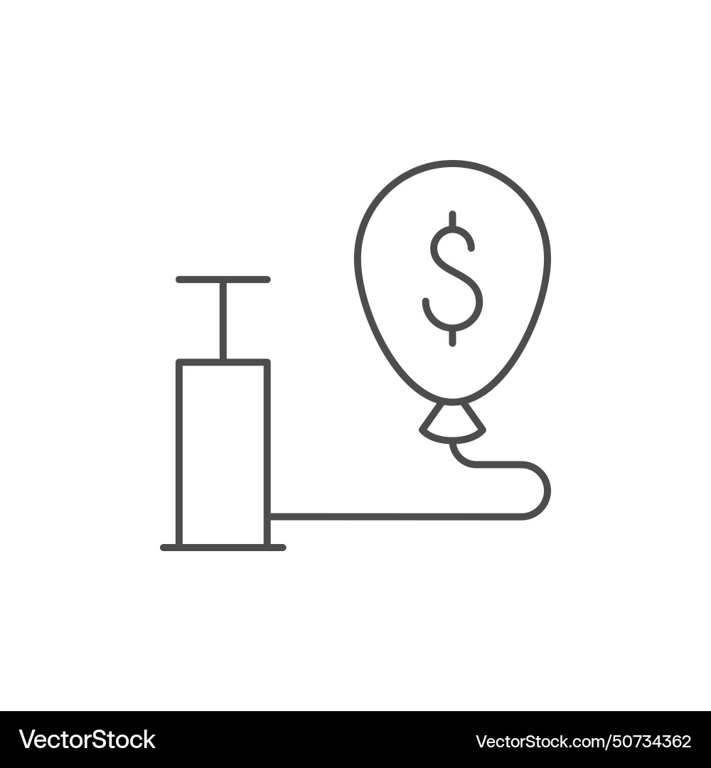 Inflation process line outline icon Royalty Free Vector