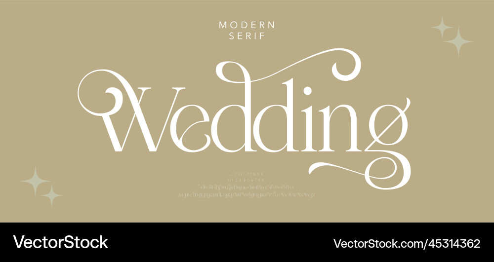 Luxury wedding alphabet letters font with tails Vector Image