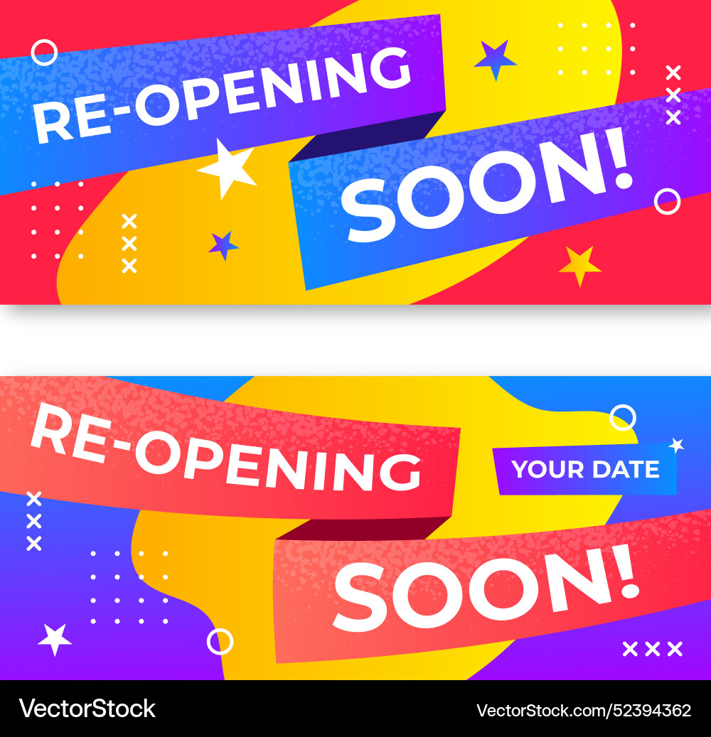 Re-opening soon banner template Royalty Free Vector Image