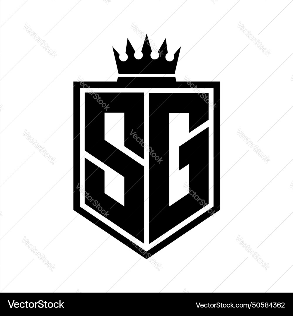 SG Shield Monogram Logo Royalty Free Vector Image