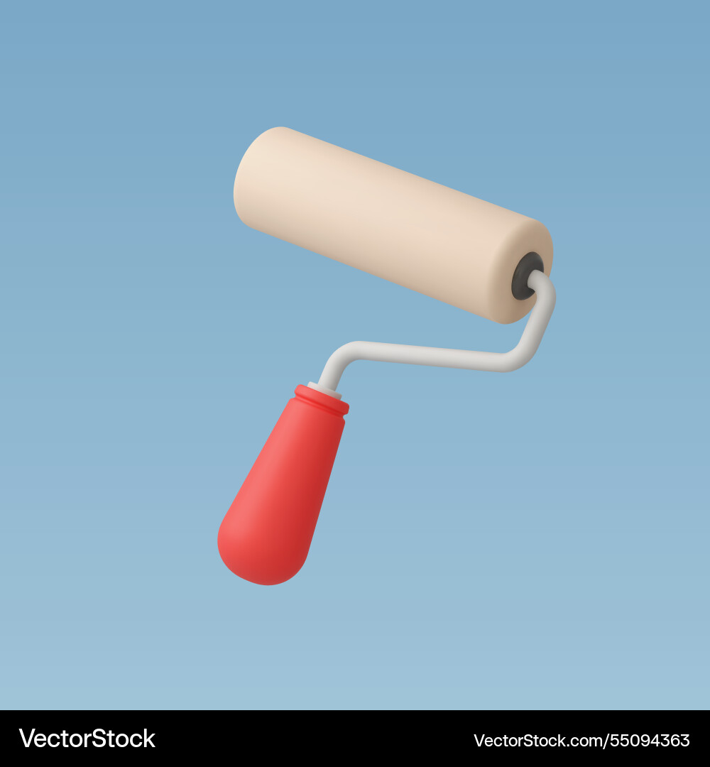 3d realistic paint roller Royalty Free Vector Image