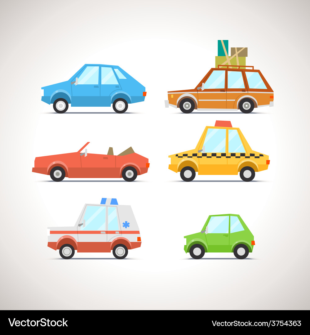 Car flat icon set 1 Royalty Free Vector Image - VectorStock