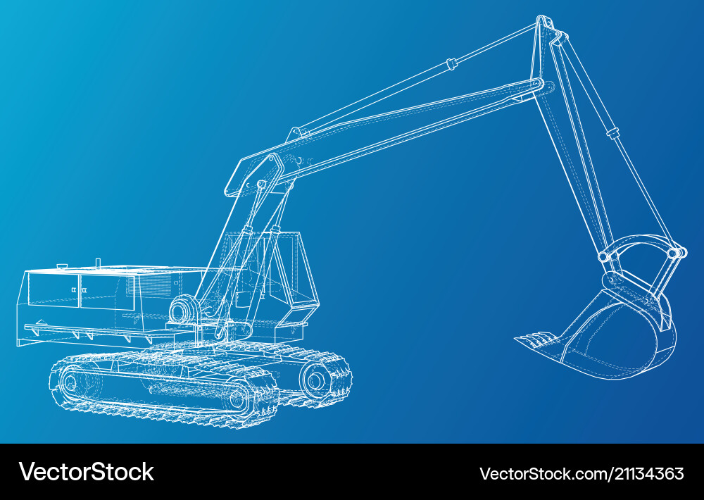 Excavator Machinery Blueprint Royalty Free Vector Image