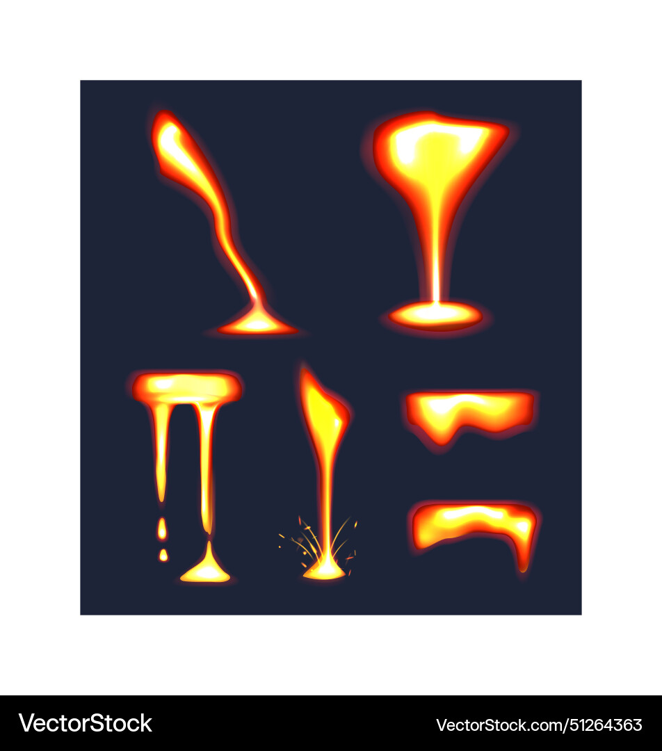 Lava realistic flowing liquid burning Royalty Free Vector