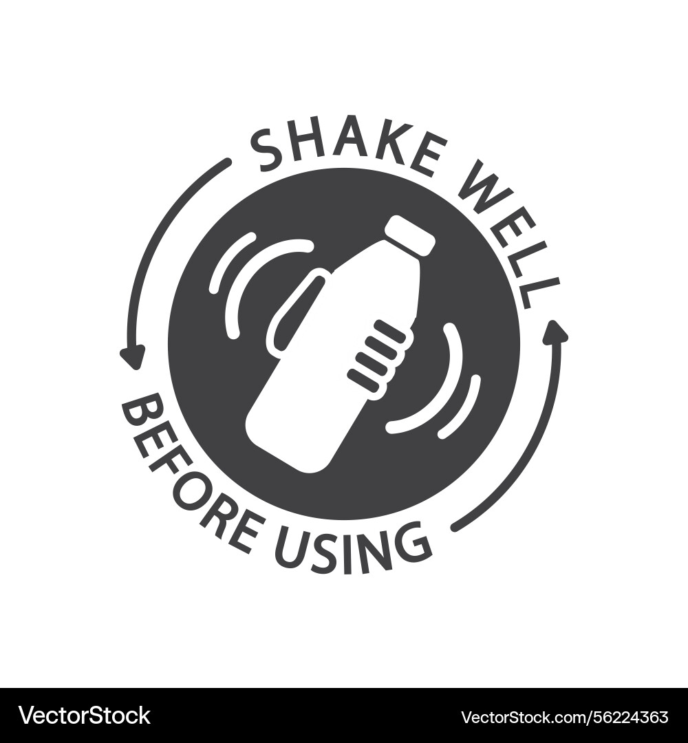 Shake well before using label icon Royalty Free Vector Image