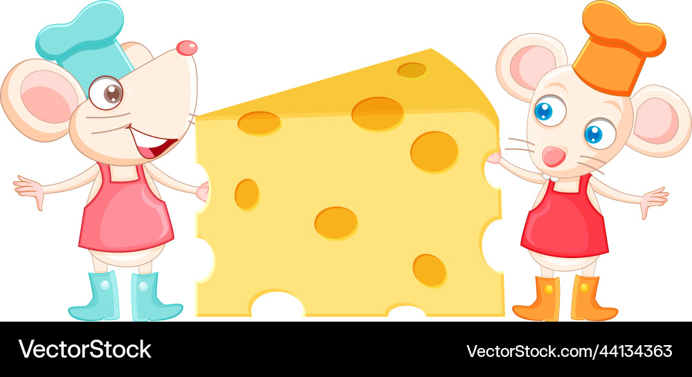 Two rats cartoon character with big cheese Vector Image