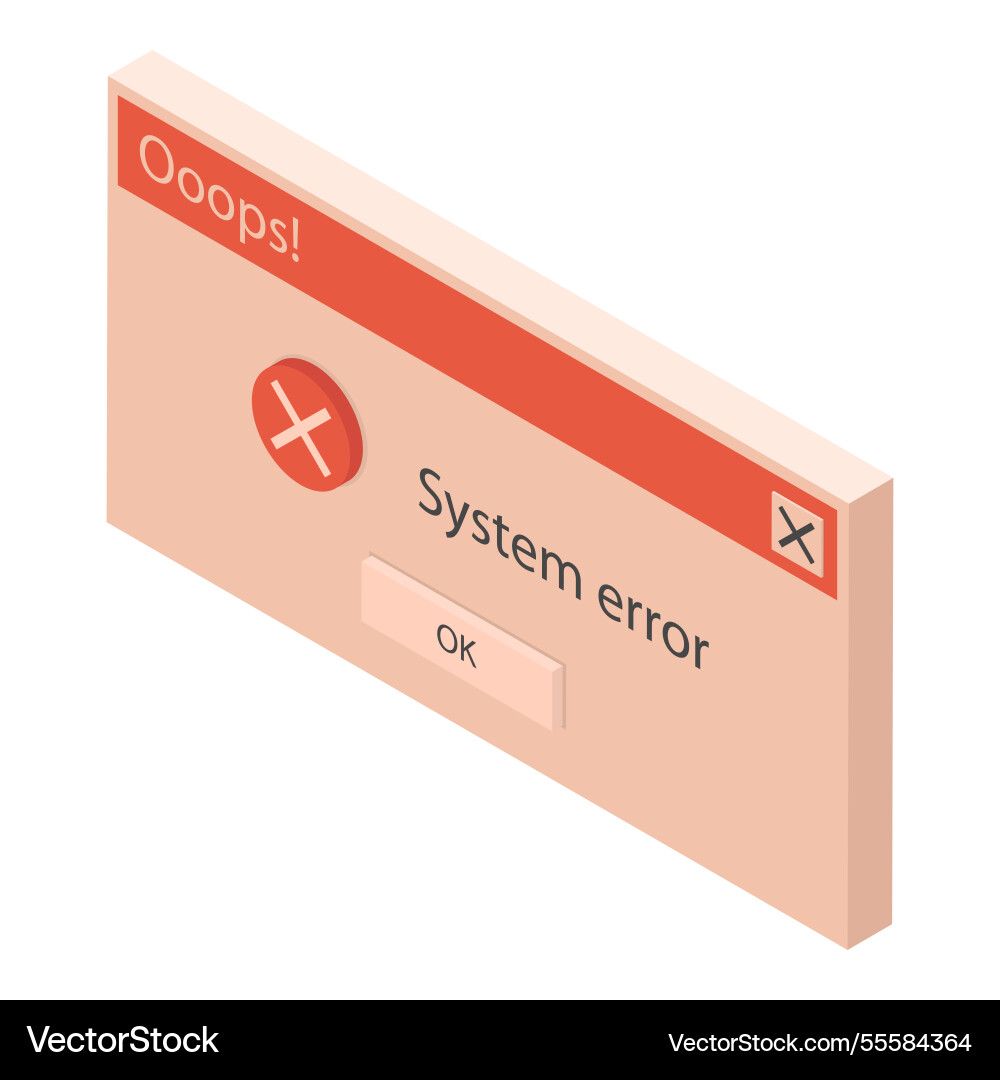 3d isometric flat set of retro error Royalty Free Vector