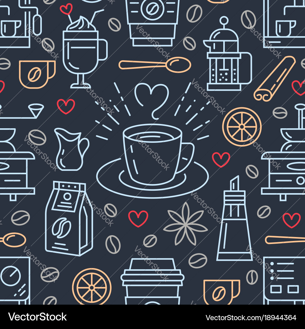 Coffee Background Pattern Royalty Free Vector Image