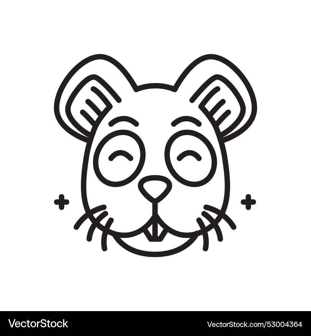 Cute rabbit head cartoon logo design line Vector Image