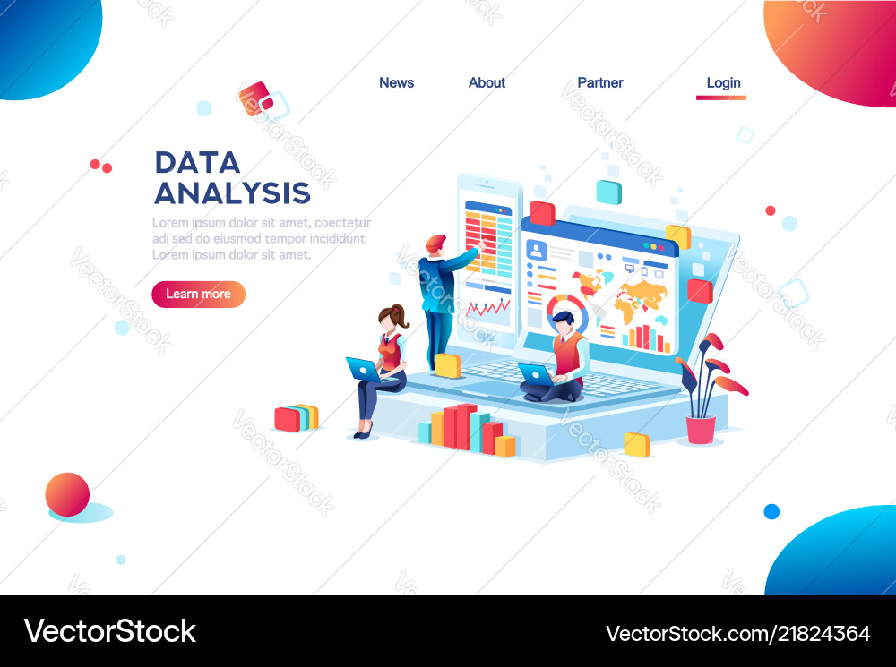 Data analysis infographic for banner Royalty Free Vector