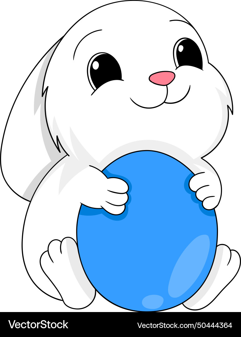 Easter doodle cartoon little white rabbit Vector Image