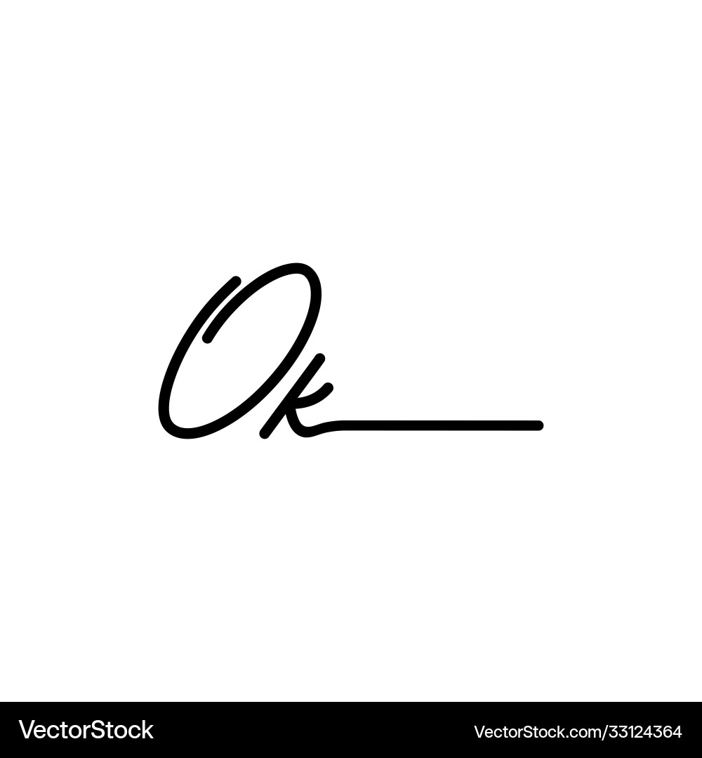 Elegant OK Signature Logo Royalty Free Vector Image