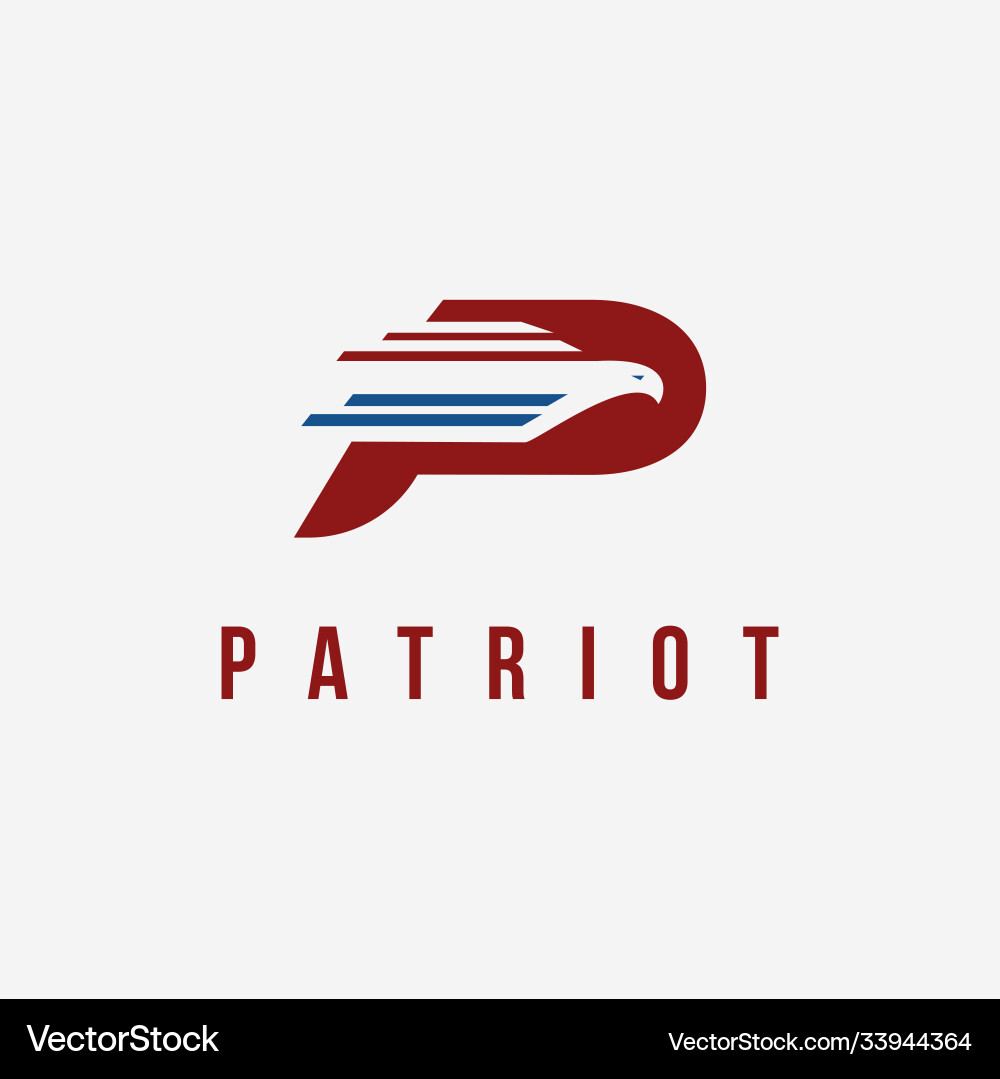Letter p for patriot logo icon template Royalty Free Vector