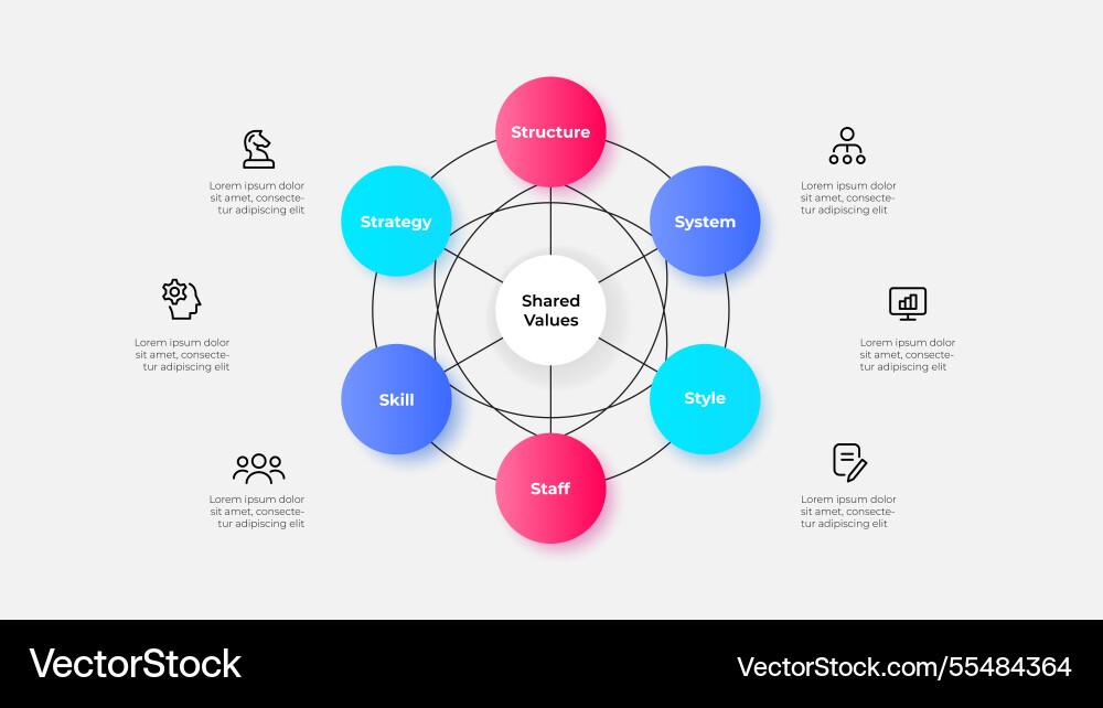 Mckinsey 7s model infographic for business Vector Image