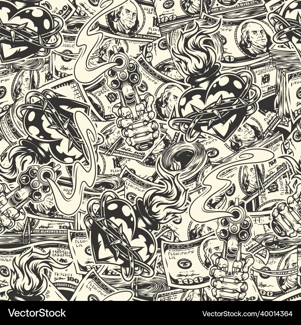 Money vintage seamless pattern Royalty Free Vector Image