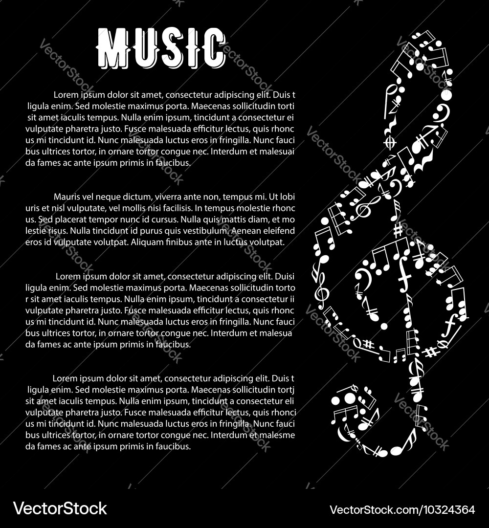 Music arts banner with treble clef and notes Vector Image