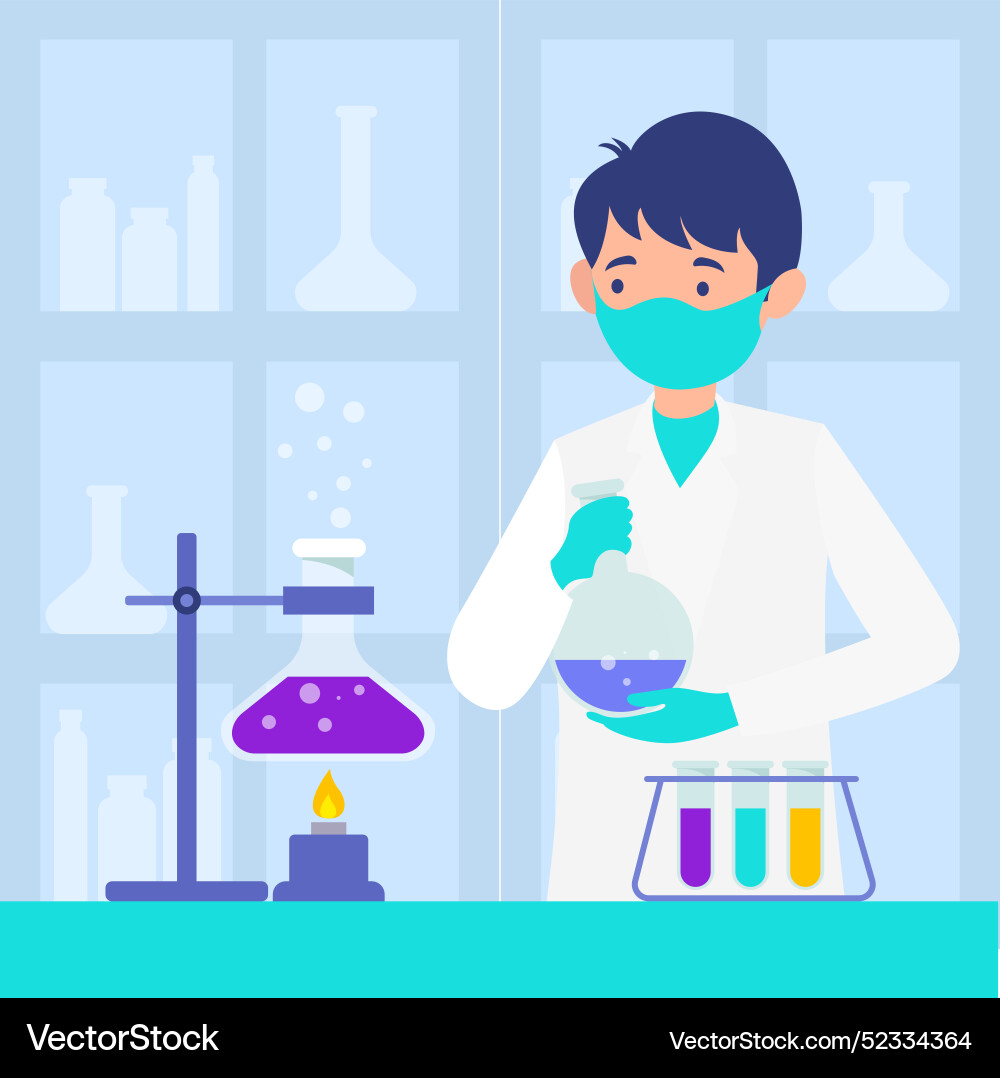 People working in a science lab Royalty Free Vector Image