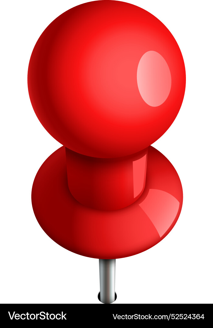 Red plastic pin bulletin board glossy thumbtack Vector Image