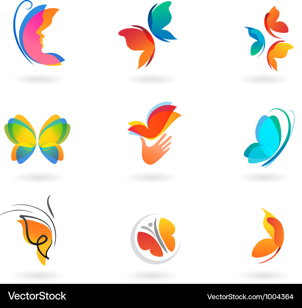 Set of butterfly icons Royalty Free Vector Image