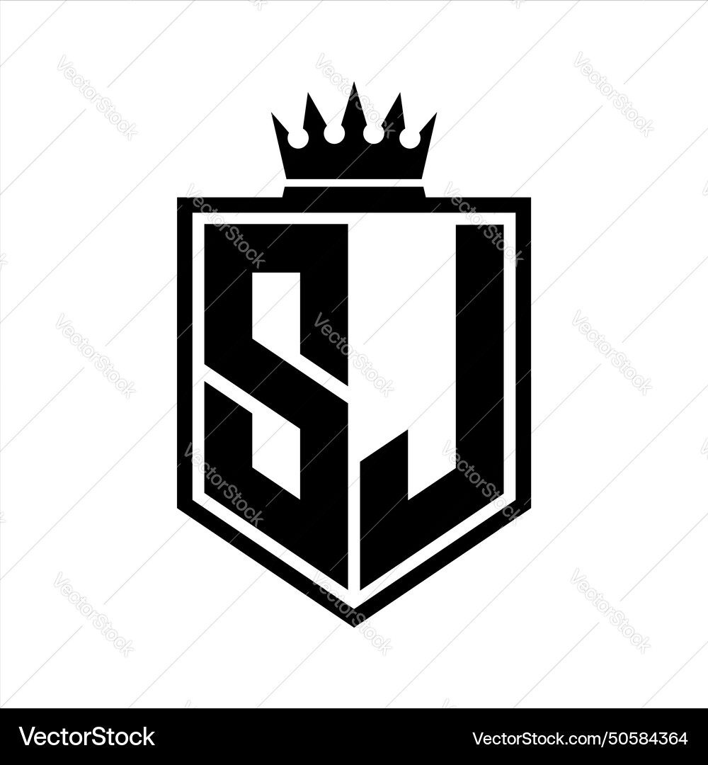 Sj logo monogram bold shield geometric shape Vector Image