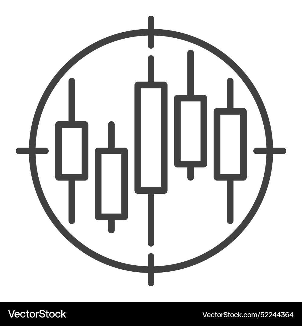 Target with candlestick chart outline icon Vector Image