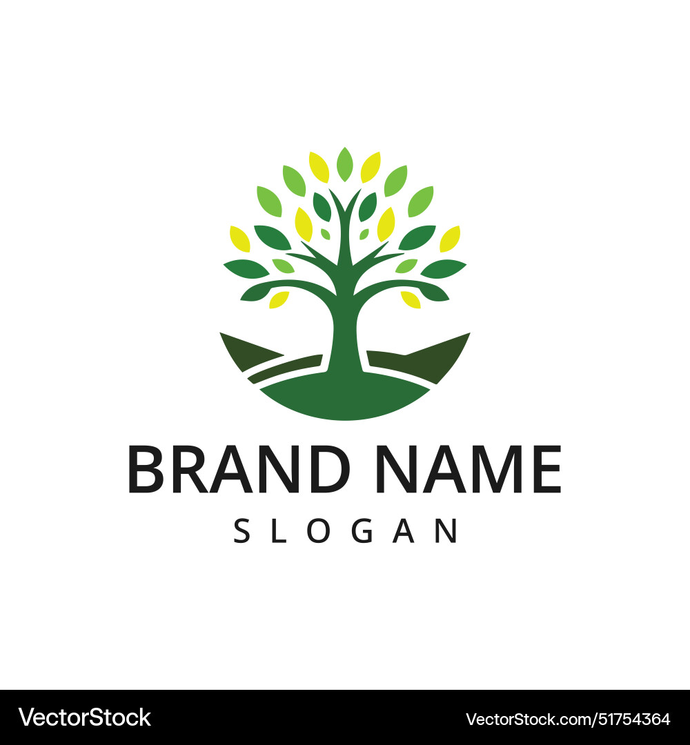 Tree logo icons organic nature symbols Royalty Free Vector