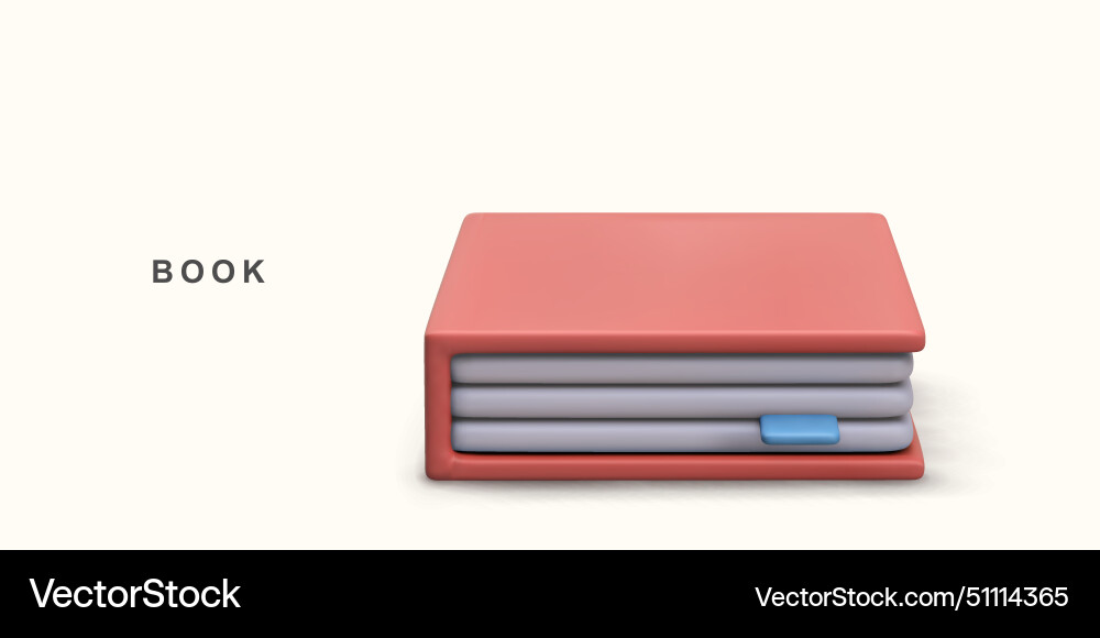3d realistic red book on white background Vector Image