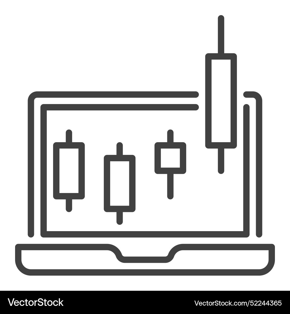 Candlestick chart pattern on laptop screen Vector Image