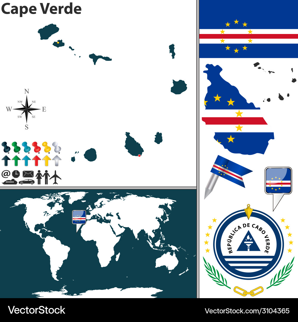 Cape verde map world Royalty Free Vector Image