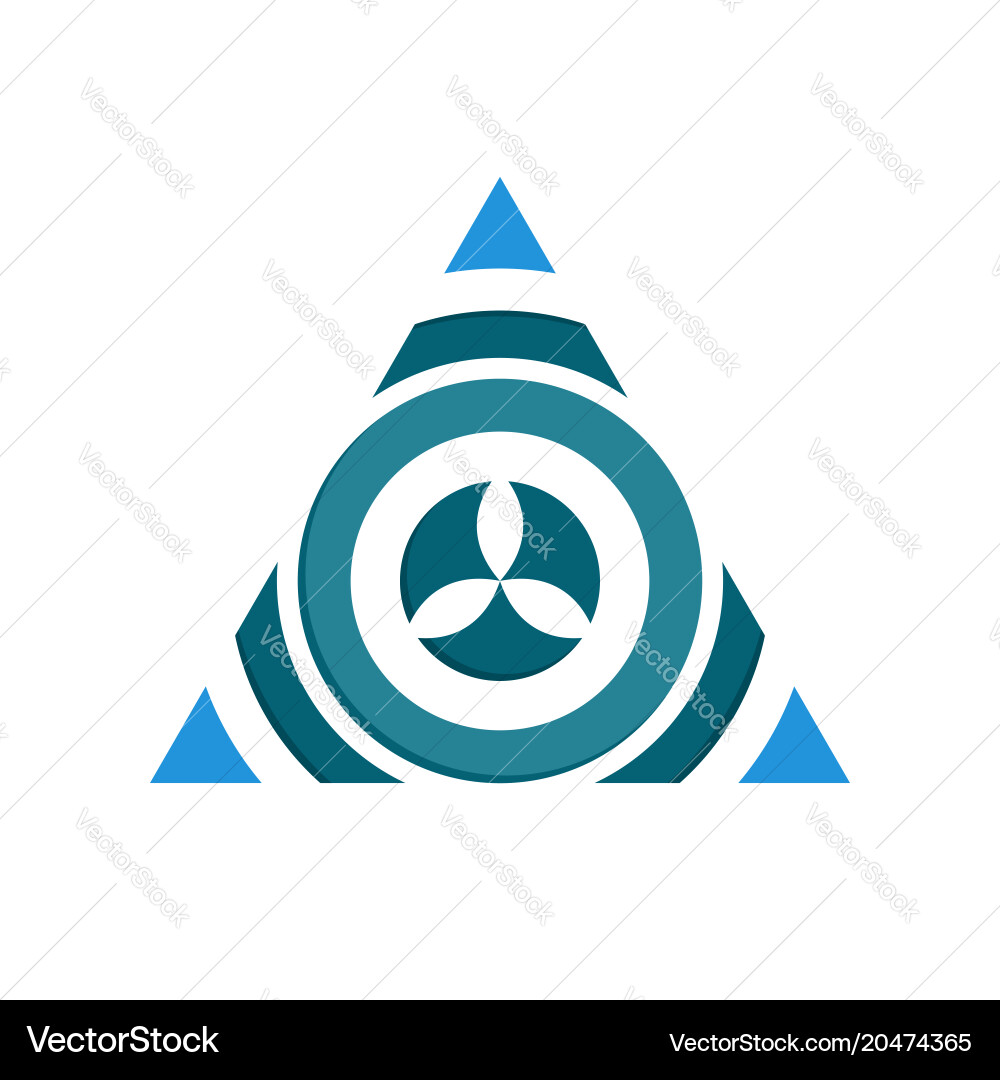 Circular flower inside triangle symbol logo design