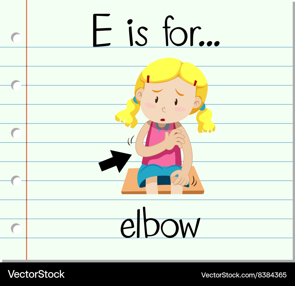 Flashcard letter e is for elbow Royalty Free Vector Image