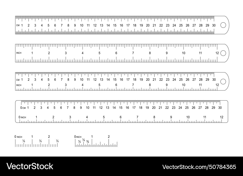 Grids for a ruler mm cm inch measuring scale bars Vector Image