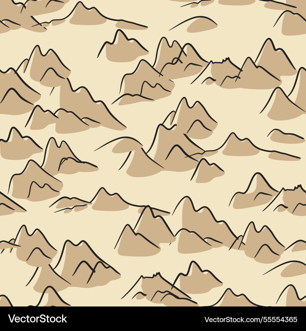 Hand drawn mountain seamless pattern landscape Vector Image