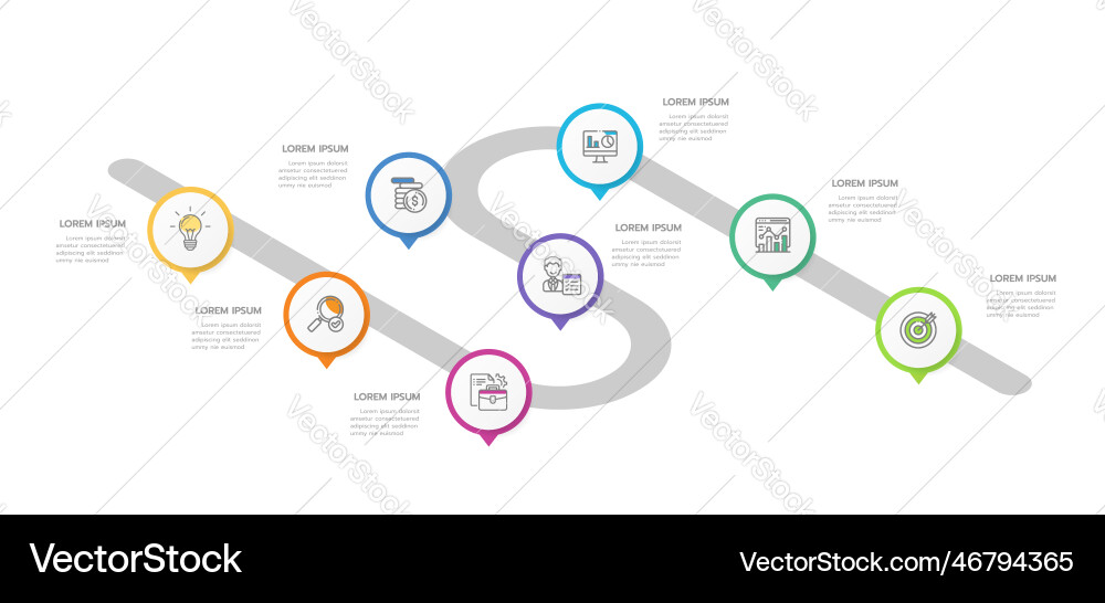 Infographic 8 steps timeline diagram roadmap Vector Image