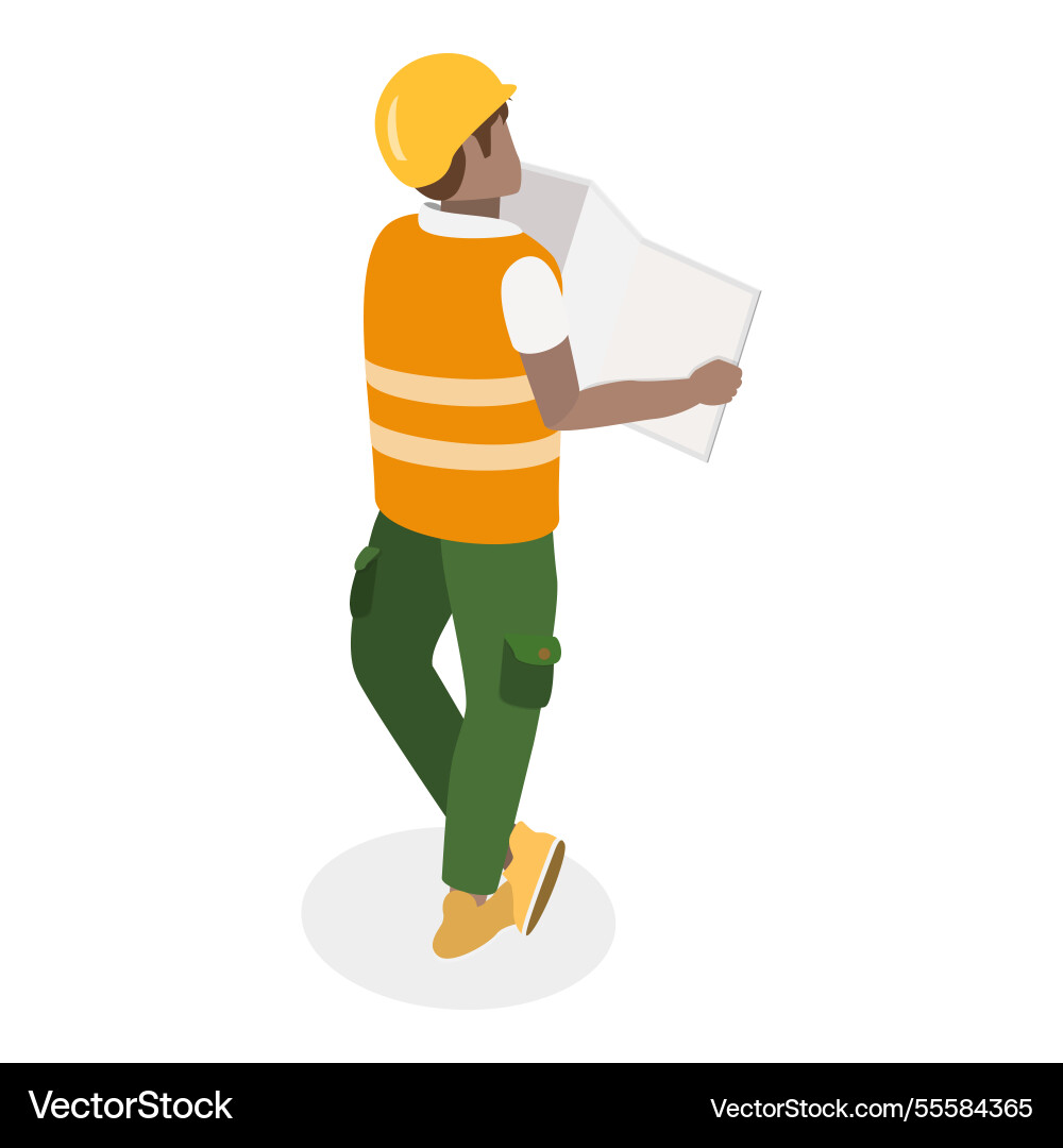 Isometric Construction Workers Royalty Free Vector Image