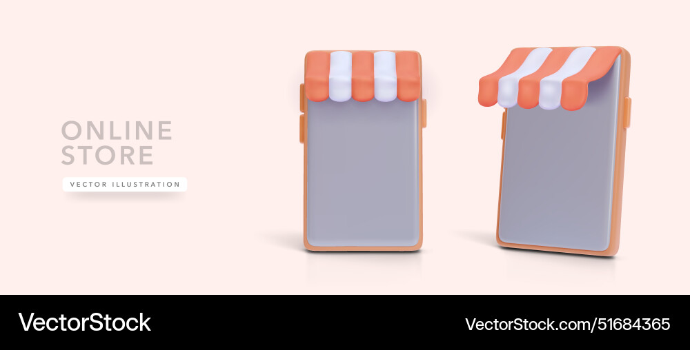 Online store concept with 3d realistic phone Vector Image