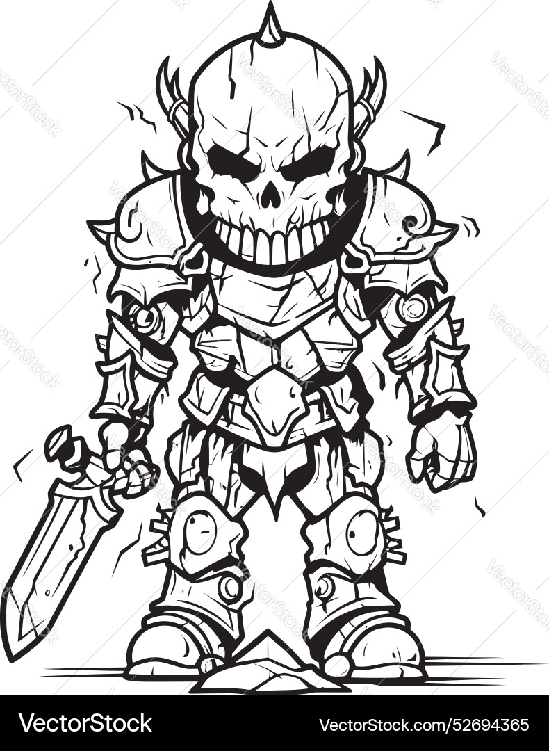 Shadowed crusader zombie knight soldier black Vector Image