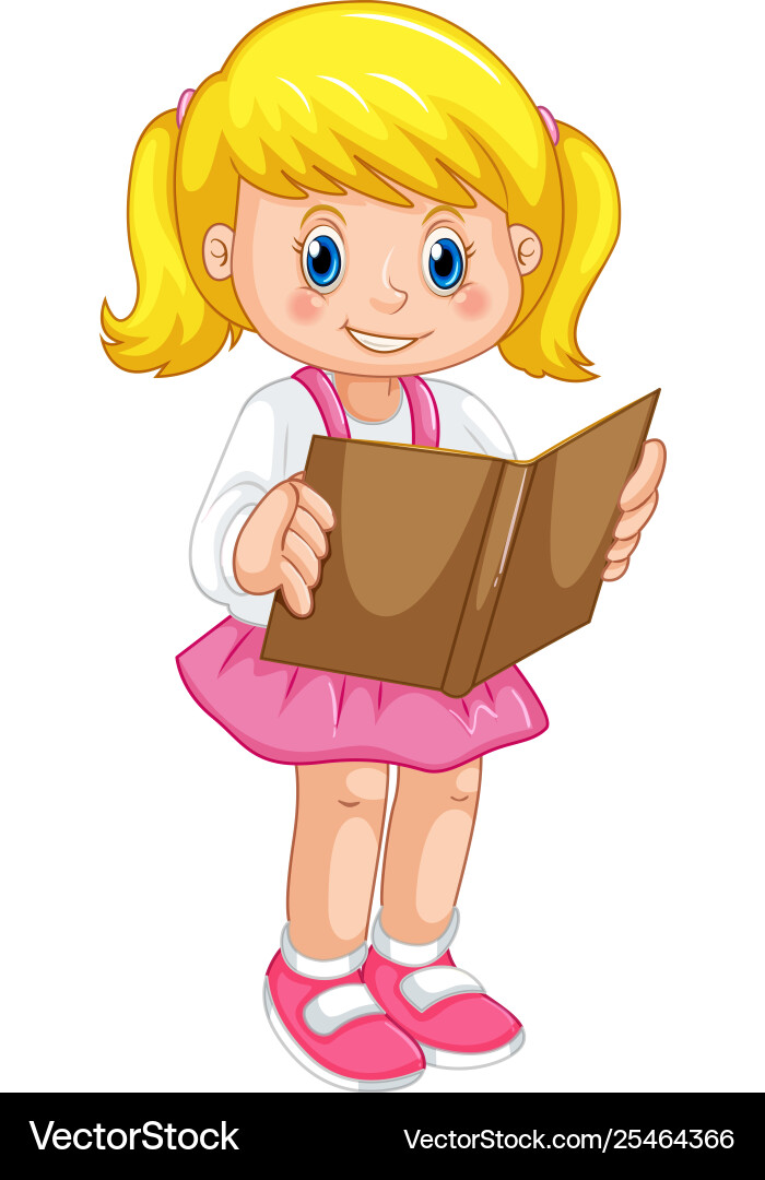 A girl reading book Royalty Free Vector Image - VectorStock