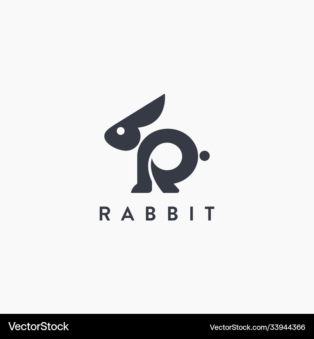 Abstract letter r for rabbit logo icon template Vector Image