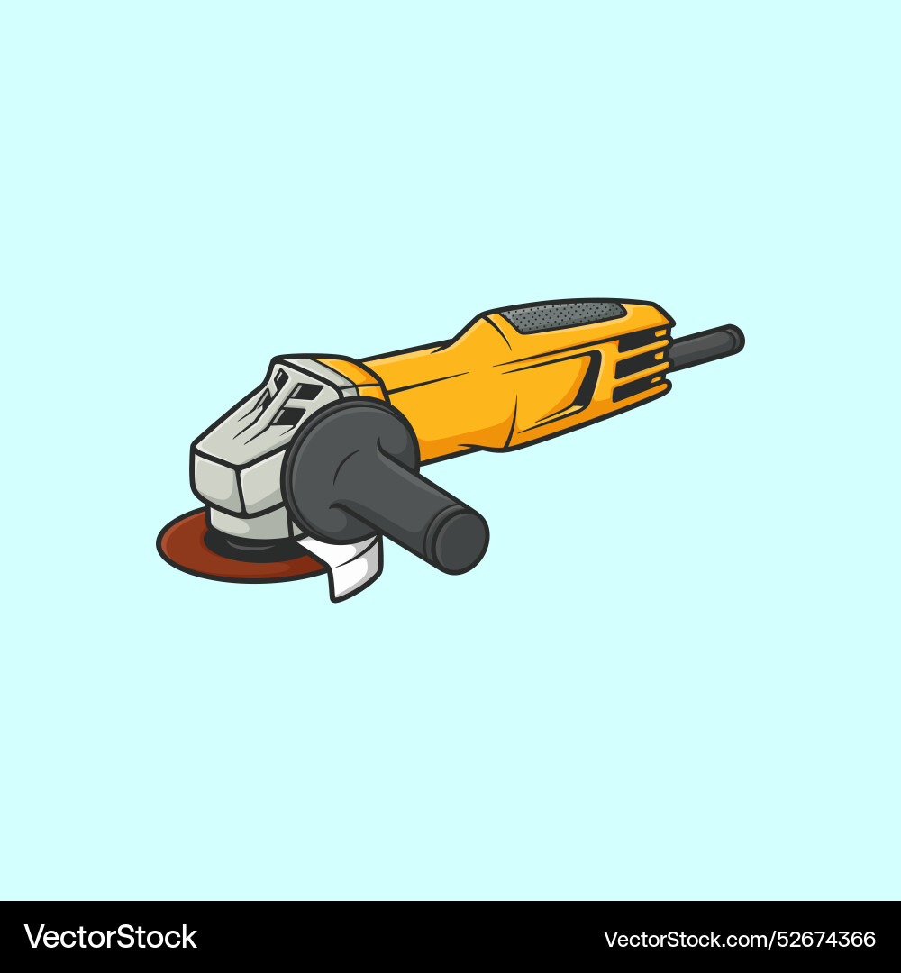 Angle grinder yellow cartoon Royalty Free Vector Image
