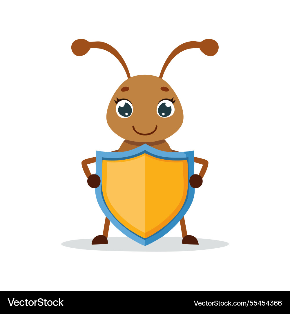 Cute ant with shield Royalty Free Vector Image